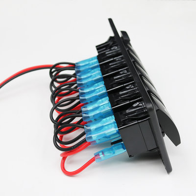Plastic 5 Gang Rocker Switch Panel with 4.2 Amps Dual USB Socket with Voltmeter Pre-Wired for Marine Boat Car Truck