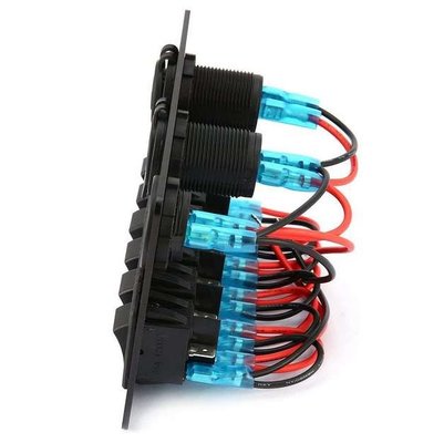 Blue LED 6 Gang Switch Panel 12V Rocker USB Socket Power Socket Breaker QC 3.0A Voltage Marine