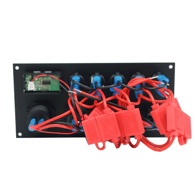 Dual USB Socket Charger LED Voltmeter 15A Power Outlet Rocker Switch Panel
