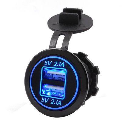 12V Car Cigarette Lighter Socket Dual 2.1A USB Port Charger Power Outlet with LED