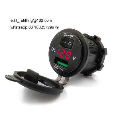 Fast charging 12V USB Car Charger Power Adapter Outlet with Digital Voltage tester