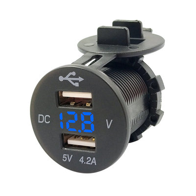 LED Display DC 5V 4.2A Dual USB Car charger socket with Voltmeter for marine SUV TRUCK BUS