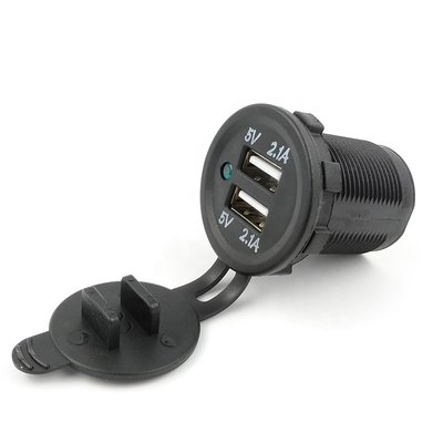Dual USB Port 5V 2.1/2.1A Charger Socket Adapter For Car Motorcycle Bus Marine
