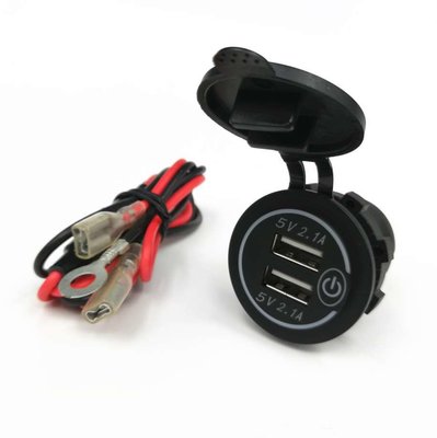 DC 12V-24V Dual USB Outlet 4.2A Port Socket Charger DS2013n New Touch Switch