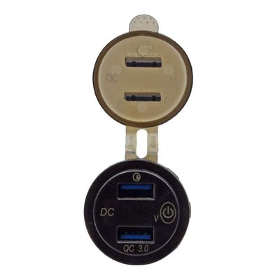 12V/24V 36W Dual USB QC3.0 Charger With Touch Switch and Volt Display for Motorcycle Car Truck Marine Boat Scooter RV Go