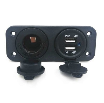 Dual USB 3.1A Outlet Port Socket Charger with Two Hole Panel 12V-24V Power Socket