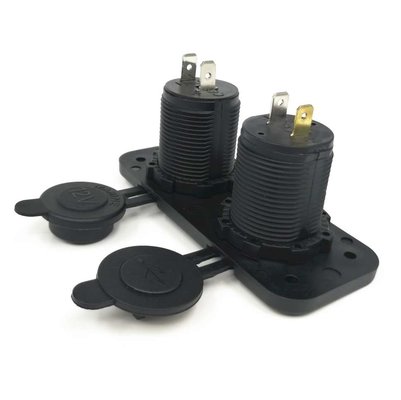 Dual USB Port Socket Charger with Two hole Rear panel for Car Boat Motorcycle 12-24V