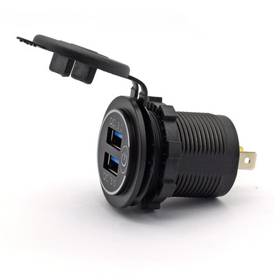 12V/24V 36W USB Charger Waterproof Power Socket Adapter with Touch Switch for Marine, Boat, Motorcycle,