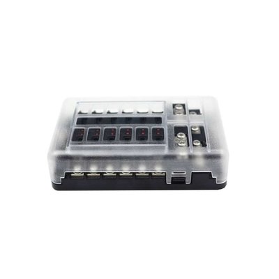 12 Way Car Fuse Box Blade Fuse Block Holder Screw Terminal W/Negative Red Indicator 12N