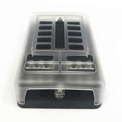 12 Way Car Fuse Box Blade Fuse Block Holder Screw Terminal W/Negative Red Indicator 12N