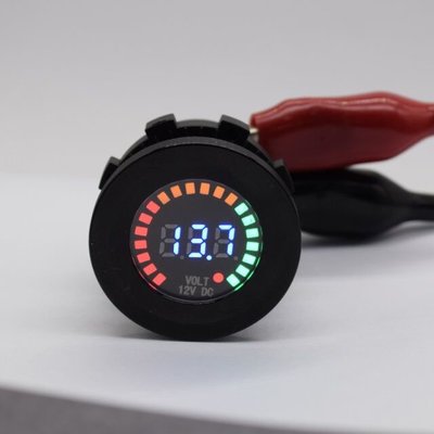 12V Color LED DC Digital Display Voltmeter Round Panel Waterproof Tester Volt Gauge for Car Motorcycle Truck Boat Marine