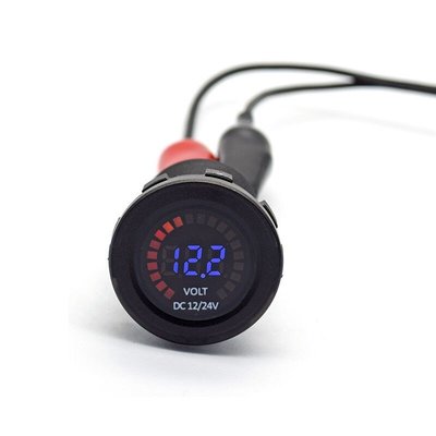 12V Color LED DC Digital Display Voltmeter Round Panel Waterproof Tester Volt Gauge for Car Motorcycle Truck Boat Marine