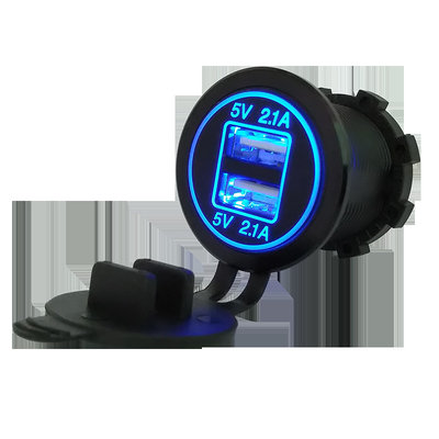 White LED Dual USB Marine Bus Car Socket Charger 5V 4.2A Power Adapter Outlet