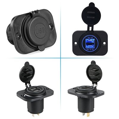 12V 24V for Motorcycle Car +5V 3.1A Green LED Light Dual USB Charger Socket Adapter Power Outlet