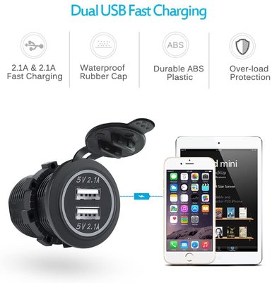 Waterproof Rocker Switch Panel with Fuse, 6 Gang ON-Off Toggle Switch Dual USB Digital Voltmeter and Cigarette Lighter