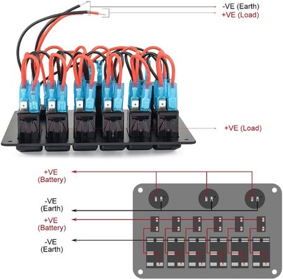 Waterproof Marine Boat Rocker Switch Panel Gang with Dual USB Slot Socket + Cigarette Lighter LED Light for Car Rv