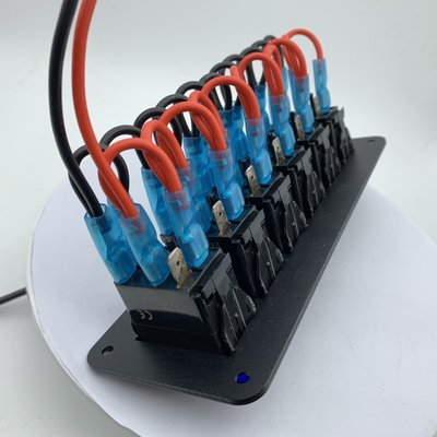 6 Gang Blue LED Waterproof Rocker Switch Panel Breakers Car Marine Boat RV 12V-24V