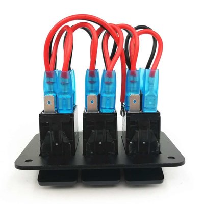 3 Gang Blue LED 12V Rocker Switch Control Panel Circuit Universal Car Boat 5pin ON-OFF