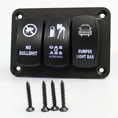 3 Gang Blue LED 12V Rocker Switch Control Panel Circuit Universal Car Boat 5pin ON-OFF