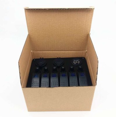 12V-24V Marine Switch Panel Car Marine Boat Circuit Red LED Breaker 6 Gang Panel Laser Pattern
