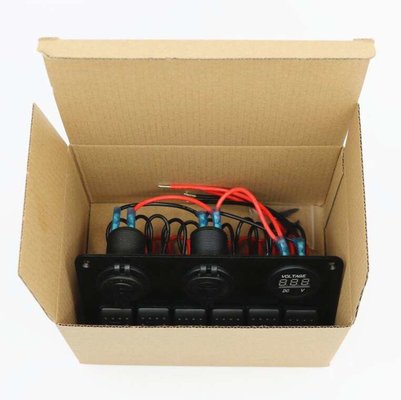 12V-24V Marine Switch Panel Car Marine Boat Circuit Red LED Breaker 6 Gang Panel Laser Pattern