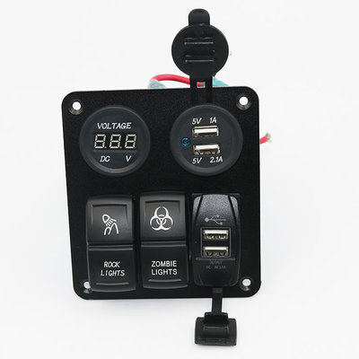 Custom made Auto car marine 3 Gang Rocker Switch Panel with voltmeter and USB socket charger