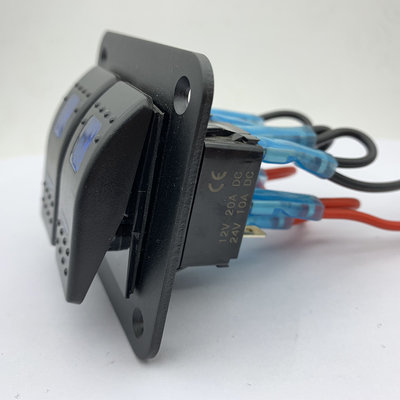 Waterproof 2 gang 12V-24V Rocker Switch Panel Blue LED ON-OFF Rocker Switch For Car Boat Yacht RV