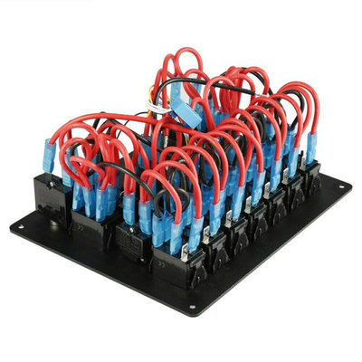 10 Gang Waterproof Auto Boat Marine LED AC/DC Rocker Switch Panel Dual Power