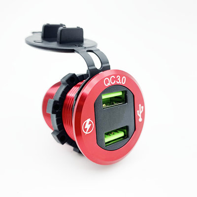 Waterproof 12V/24V QC 3.0 Quick Charger Dual USB Power Charger Socket led display with covers for car bus marine