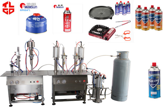 Semi Automatic Cartridge Butane Gas Refilling Machine , Aerosol Can Filling Machine