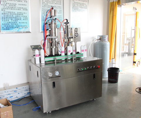 PLC System Vacuum Crimping Oxygen Filling Machine , Spray Tin Can Filling Machine