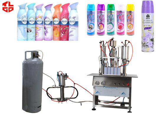 Aerosol Air Freshener Filling Machine And Sealing Machine Pneumatic Driven