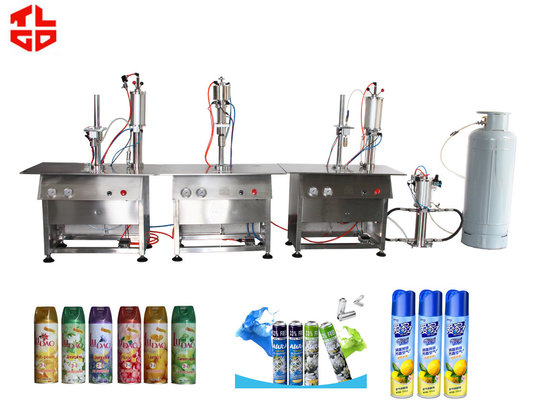 Aerosol Can Air Freshener Filling Machine , Liquid Filling Sealing And Gas Filling Machine