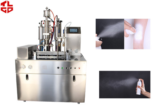 Semi Automatic Bag On Valve Aerosol Filling Machine for Cosmetic Spray / Water Spray