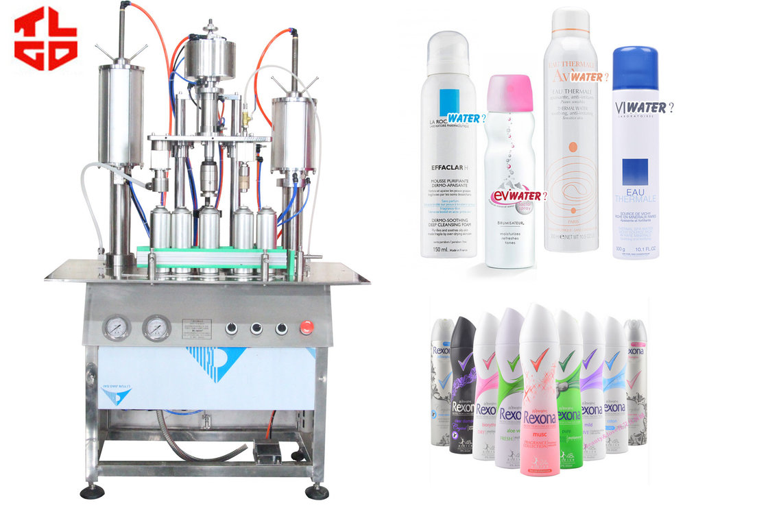 3 in 1 Body Spray Filling Machine , Deodorant Aerosol Filling And Capping Machine