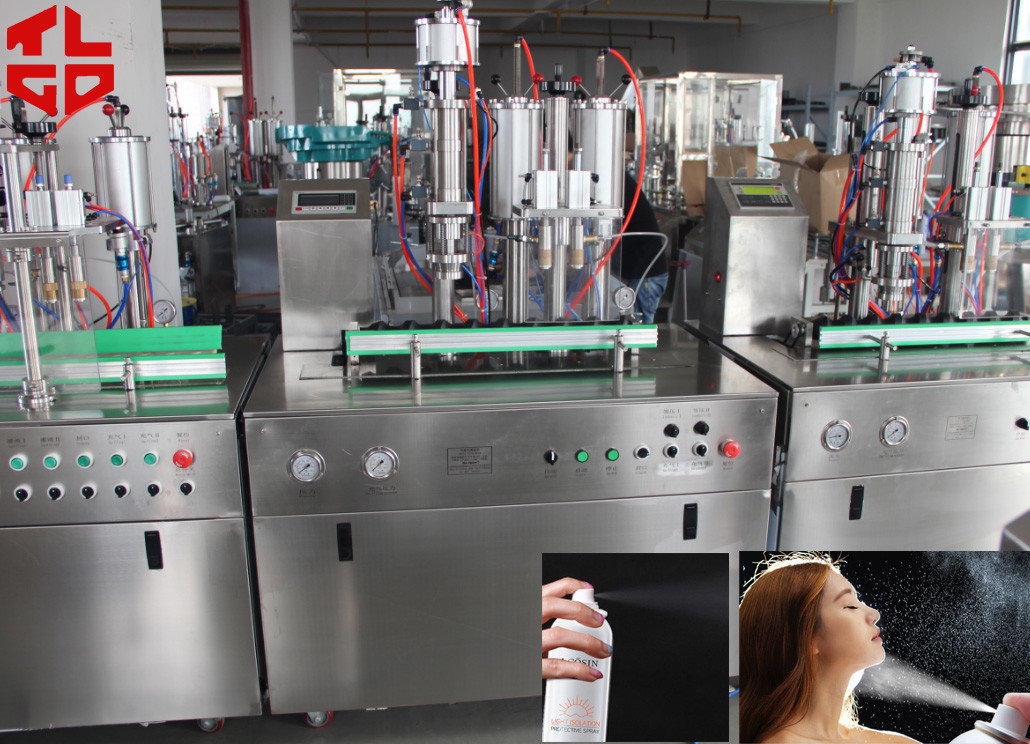 PLC  Control Bag On Valve Aerosol Filling Machine for Cosmetic Spray Evian Bag