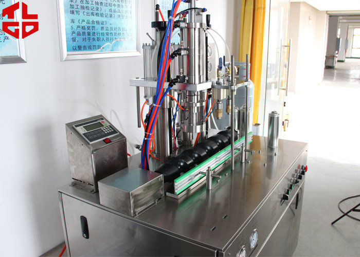 Semi Automatic Bag On Valve Aerosol Filling Machine for Cosmetic Spray / Water Spray