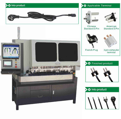 Cylinder Control Auto Wire Cut Strip Crimp Machine For line NEMA 5-15-P to 5-15-R plug making