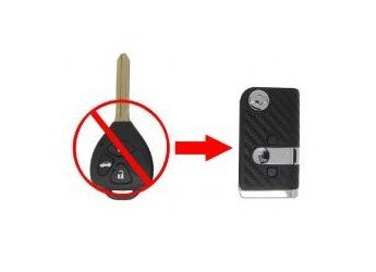 3 Buttons Modified Flip Remote Key Shell for Toyota Reiz,Crown(3D Carbon Fiber Sticker)