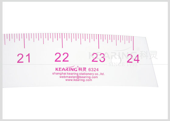 Flexible Plastic Stick Garment Ruler , Transparent Red Curve 24 Inch Ruler