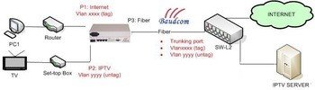 100M ethernet VLAN Media Converter VLAN switch with 4*FE port + 1*fiber port