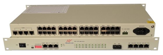 30 channel Voice (FXS/FXO) over fiber modem  Ethernet E1 RS232 selectable