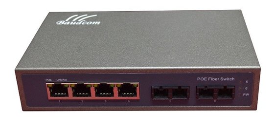 dual fiber 10/100M 2 Fiber Port 4 UTP Ports Fiber Media Converter support POE