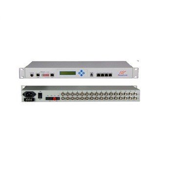 16 E1 + 4 10/100M ethernet over fiber optical multiplexer with LCD Management