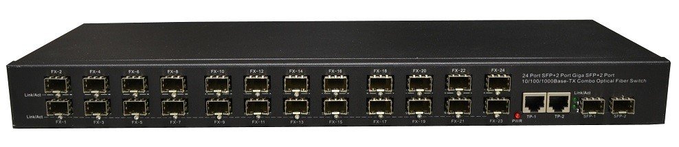 24 ports SFP Web Smart Fiber Switch with 24 FE SFP + 2 GE TP/SFP combo ports