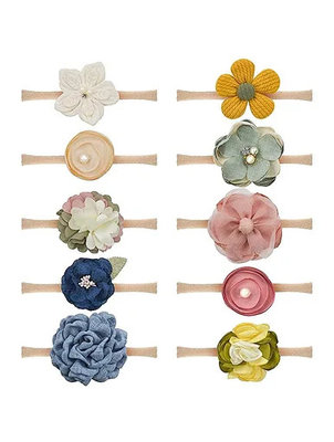 Nylon Infant Accessories Headband Cable Solid Wide Flower Baby Girls Headbands