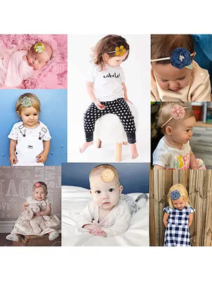 Nylon Infant Accessories Headband Cable Solid Wide Flower Baby Girls Headbands