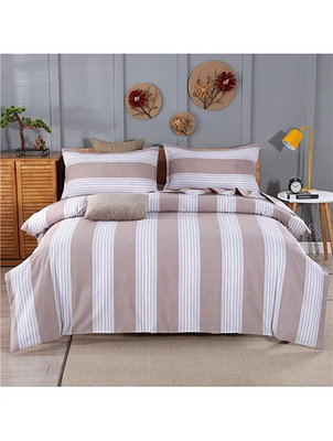 100% Cotton Woven Bedroom Bedding Set Customized  Plied Yarn