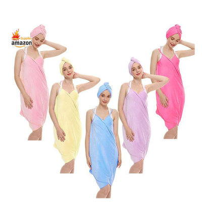 Custom Size LOGO wholesale Sexy Magic Microfiber women wearable Bathrobe towel Bath dress