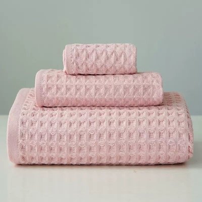 Comfortable Bath Towels 100% Pure Cotton 70x140cm Waffle Plain Hotel Towel Cotton Bath Gift Set